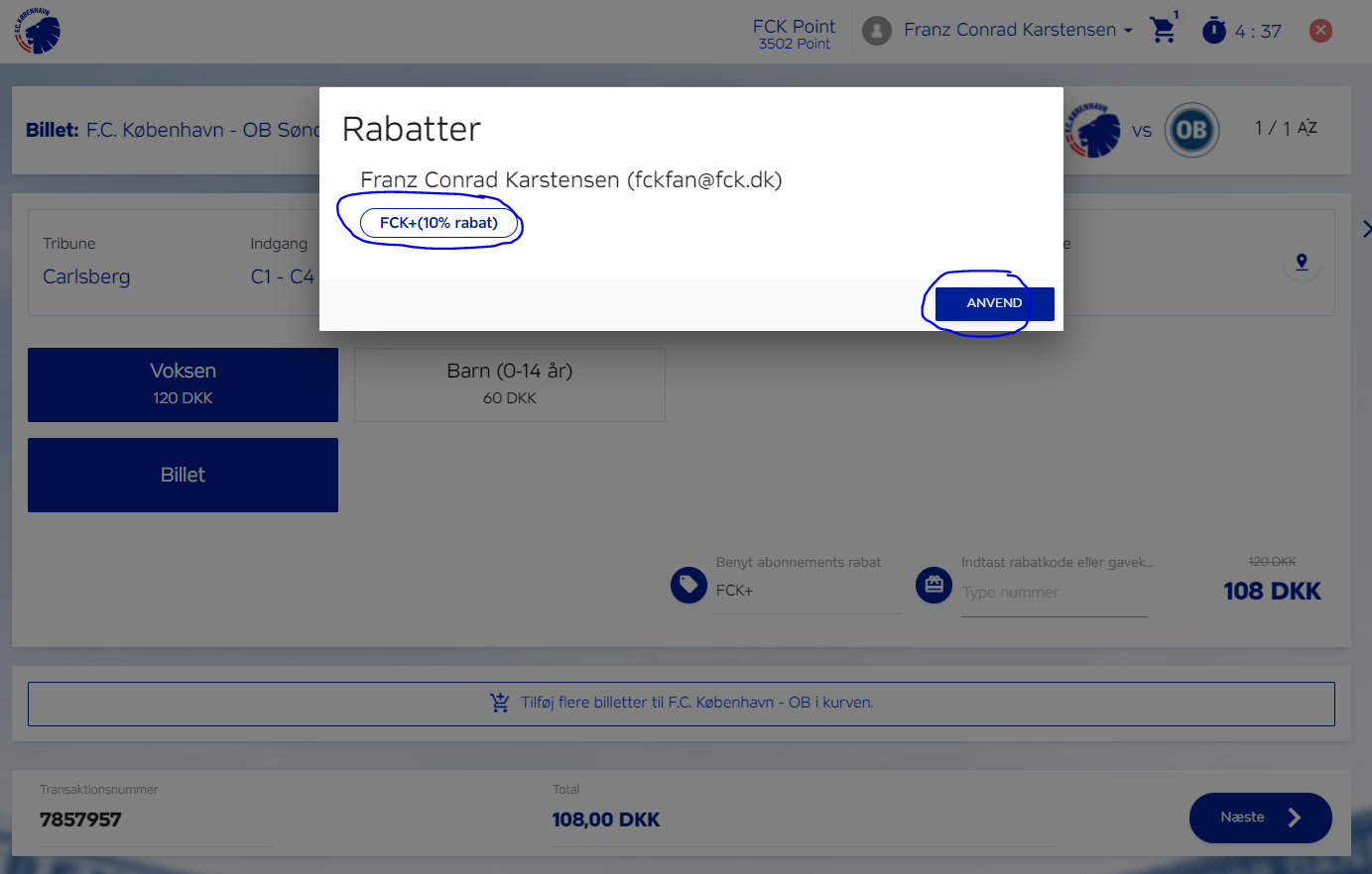 Hvordan bruger jeg mine rabatter via FCK+? – F.C. København